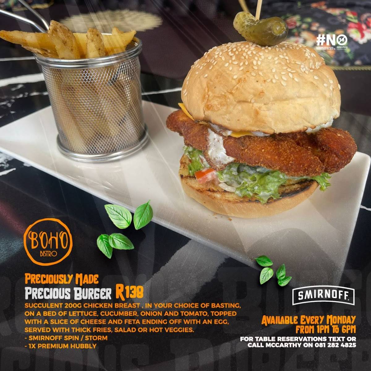Menu at Boho Bistro restaurant, Bloemfontein