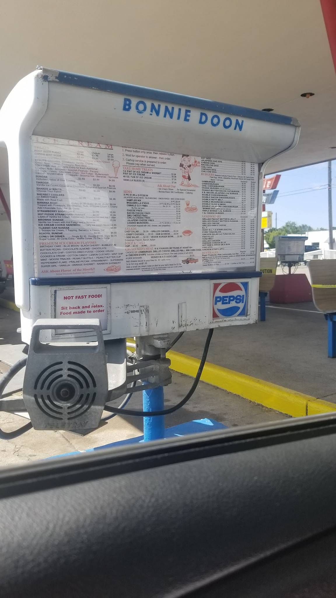 Menu at Bonnie Doon Drive-In restaurant, Mishawaka