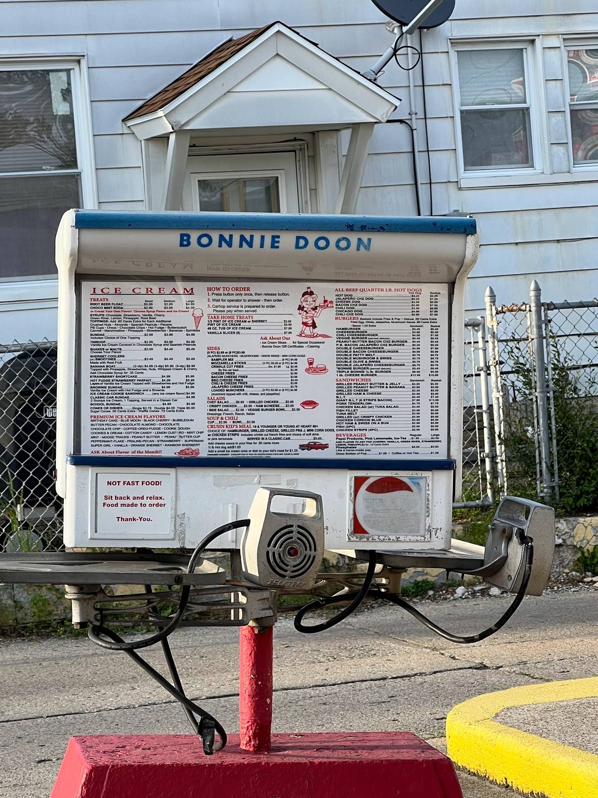 Menu at Bonnie Doon Drive-In restaurant, Mishawaka