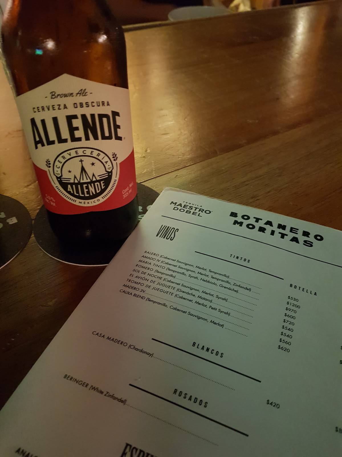 Carta del pub y bar Botanero Moritas San Pedro, San Pedro Garza García ...