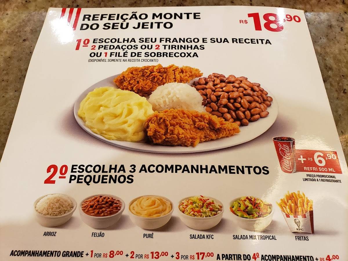 Menu em KFC restaurante, Brasília, 714