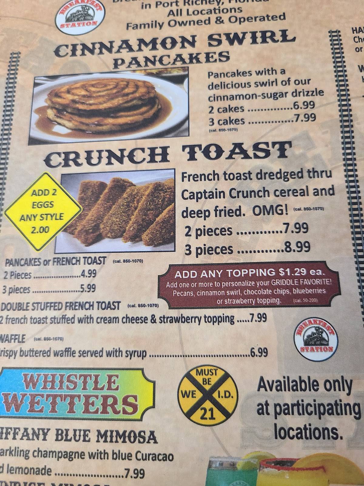 Menu at Breakfast Station restaurant, Ocala