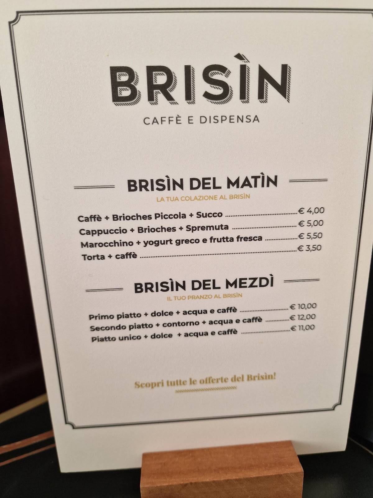 Menu at Brisìn - Caffè e Dispensa pub & bar, Monza