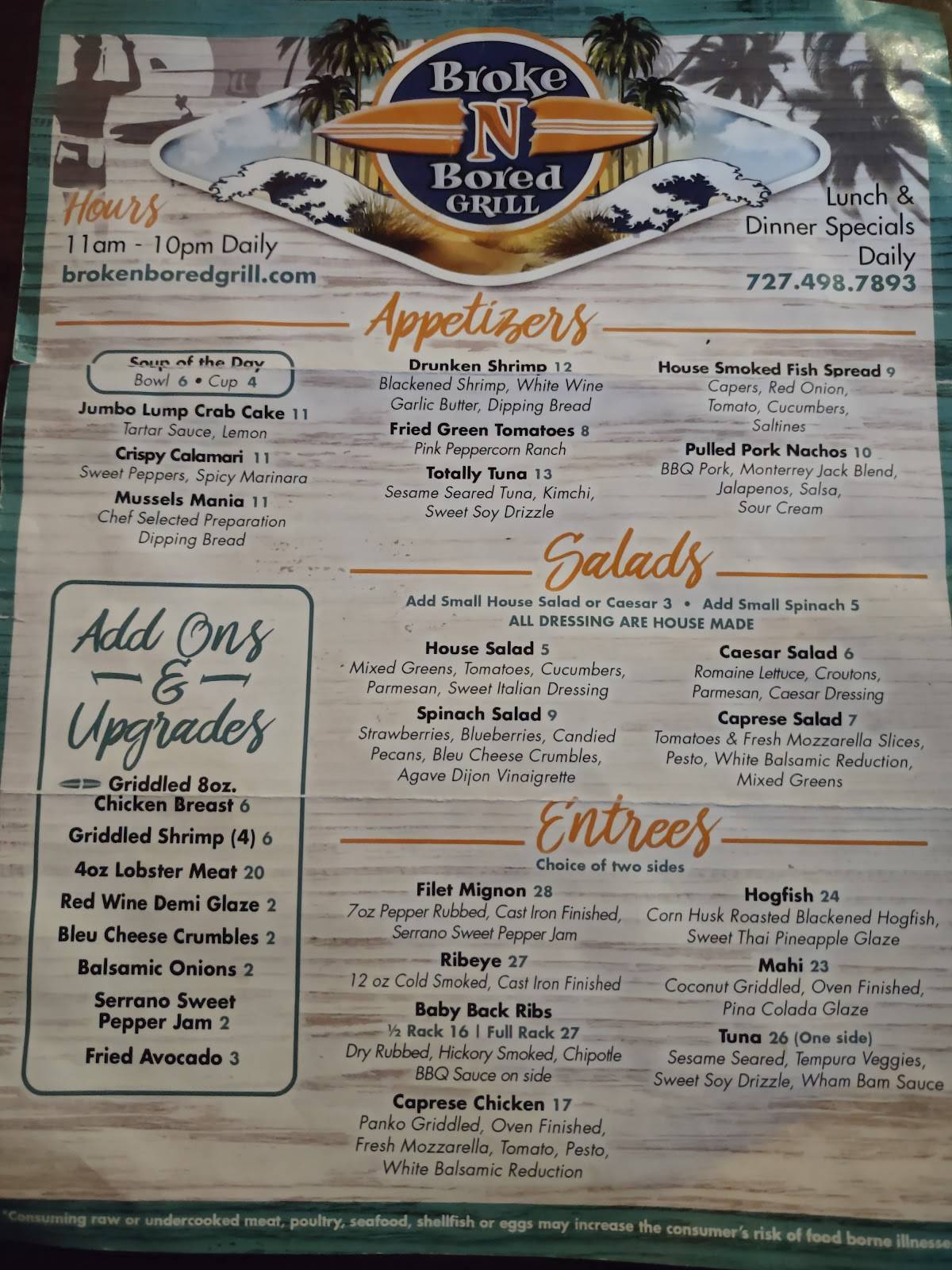 Menu at Broke N Bored Grill desserts, Redington Shores