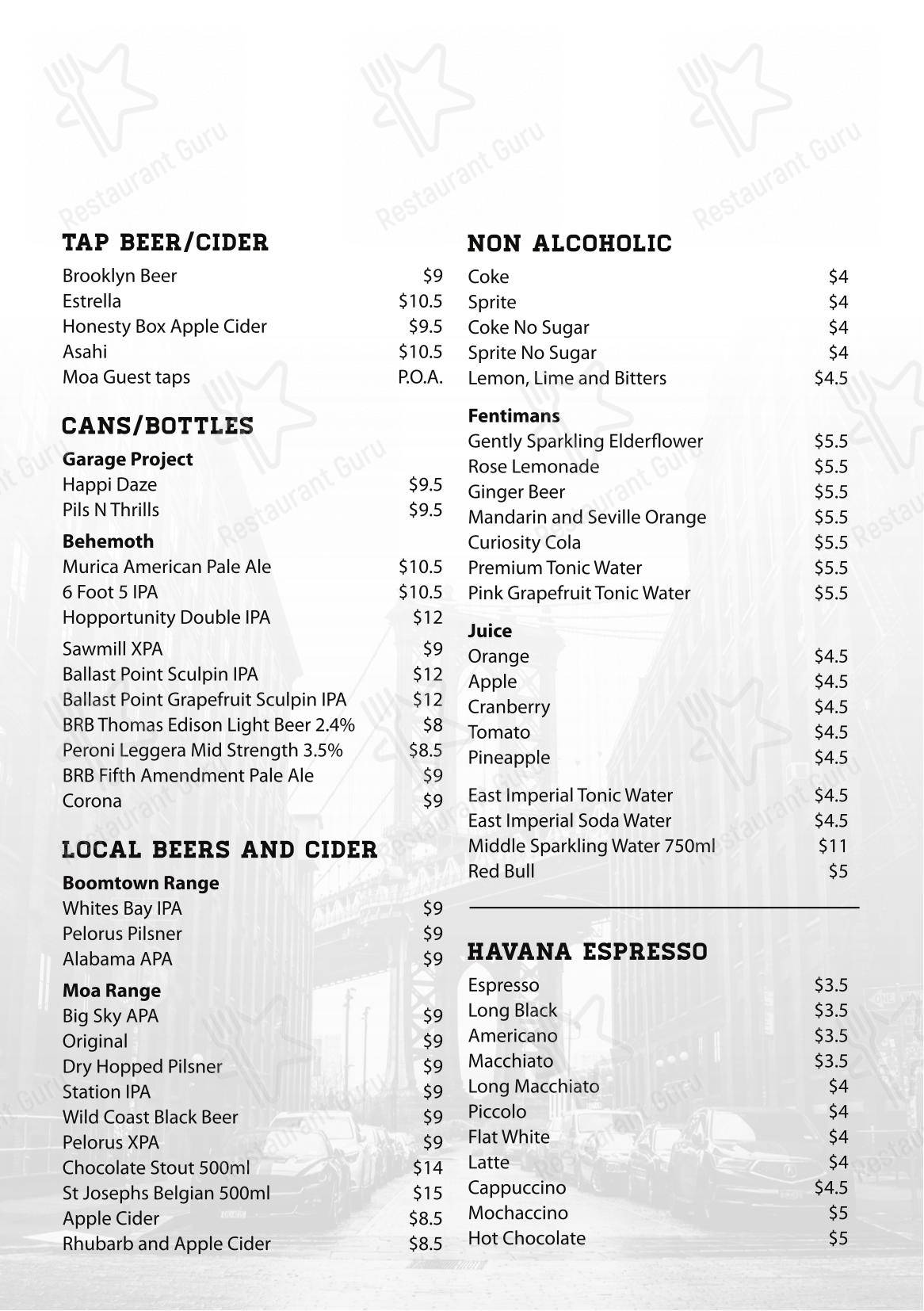 Menu at Brooklyn Food & Liquor Co. pub & bar, Blenheim