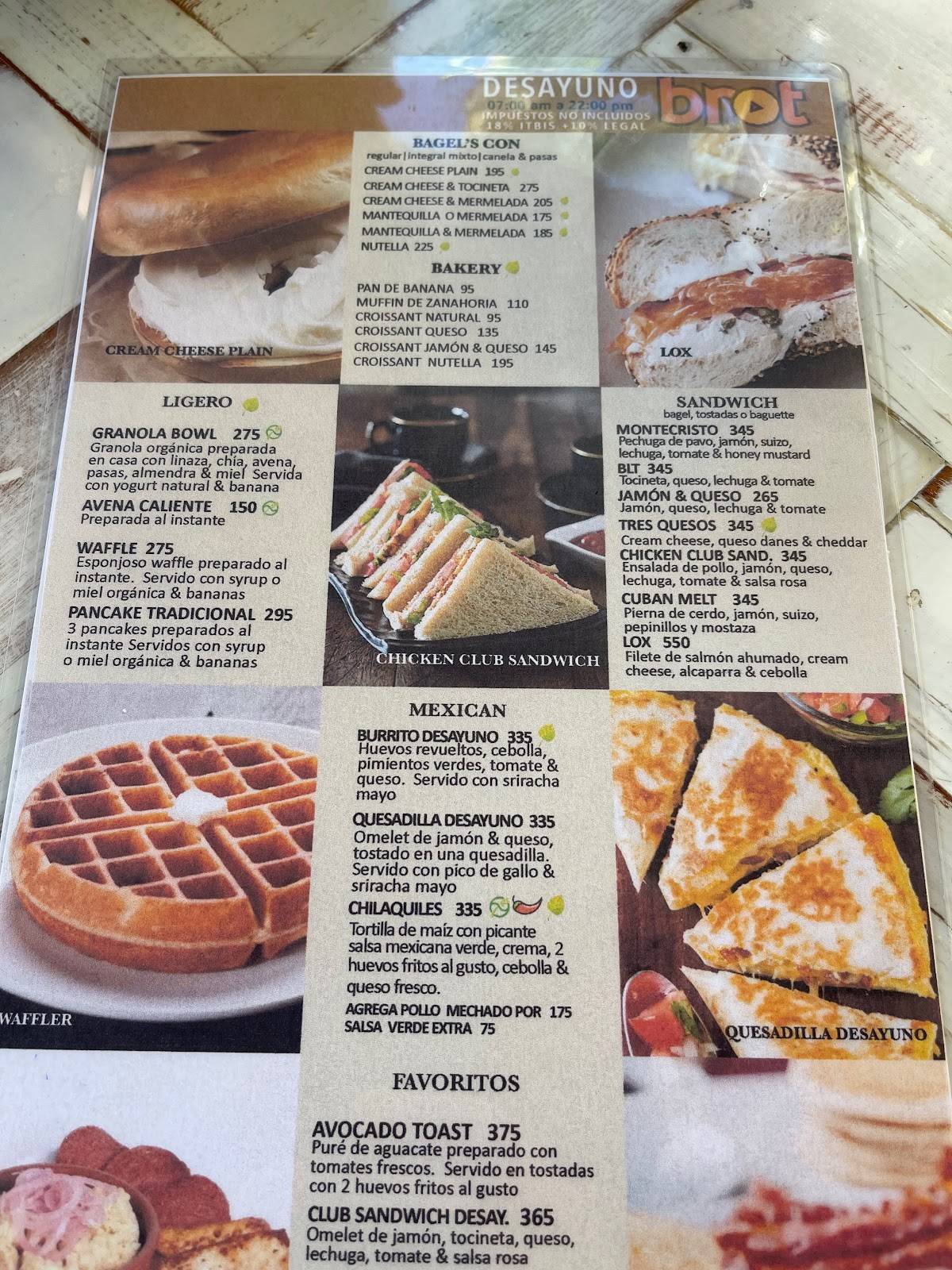 Menu at Brot Bagel Shop restaurant, Punta Cana