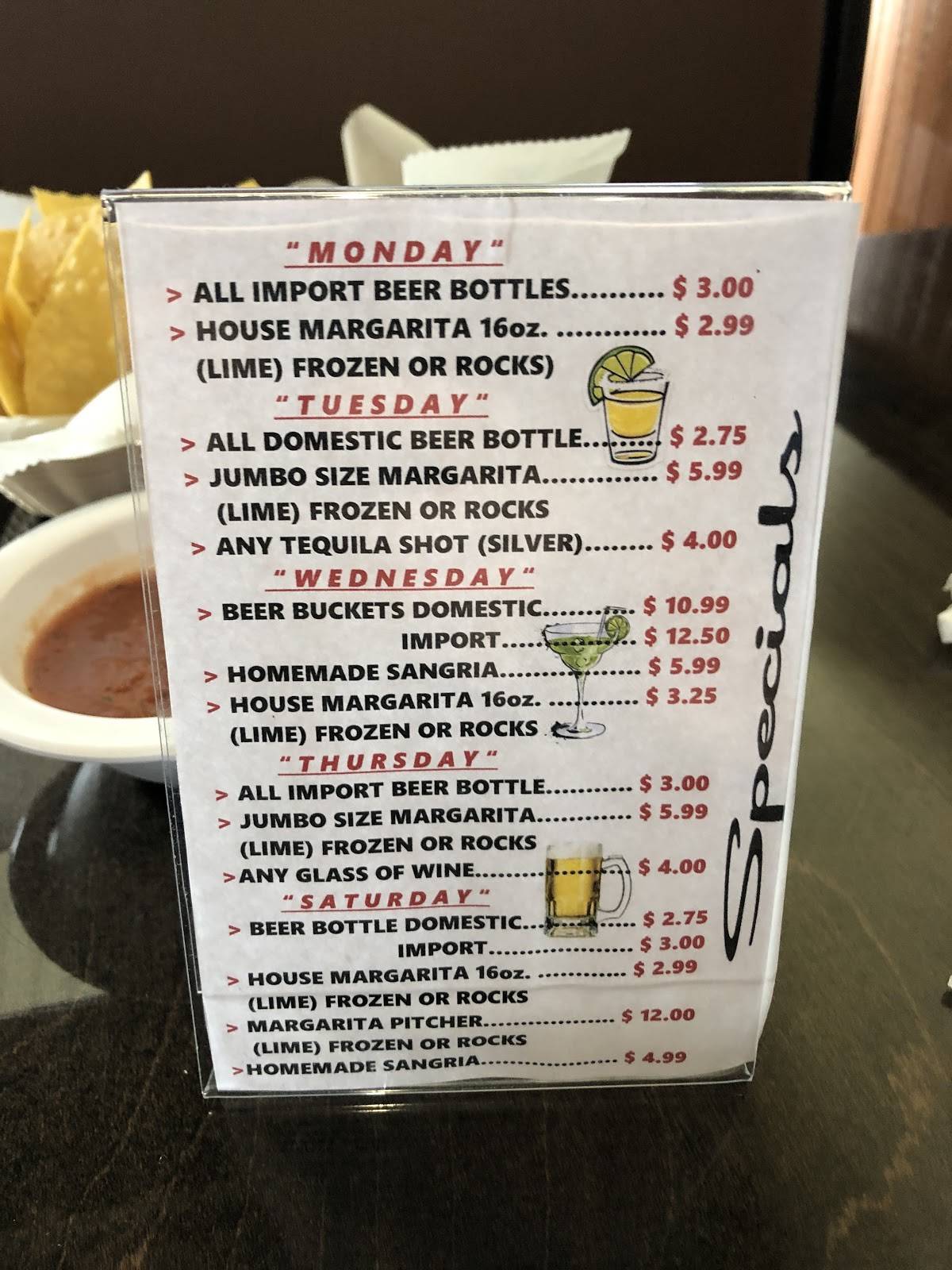 Menu at Mi Tierra restaurant, Buckner