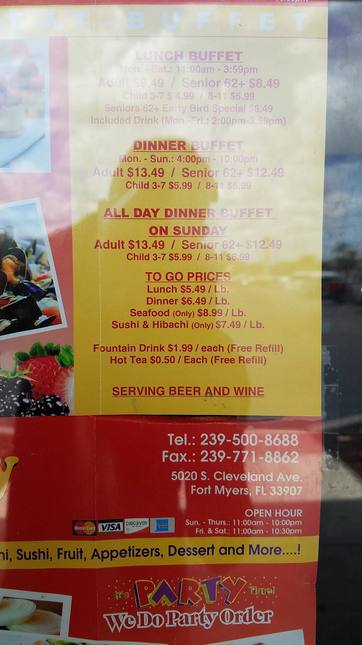 Menu at Buffet City restaurant, Fort Myers