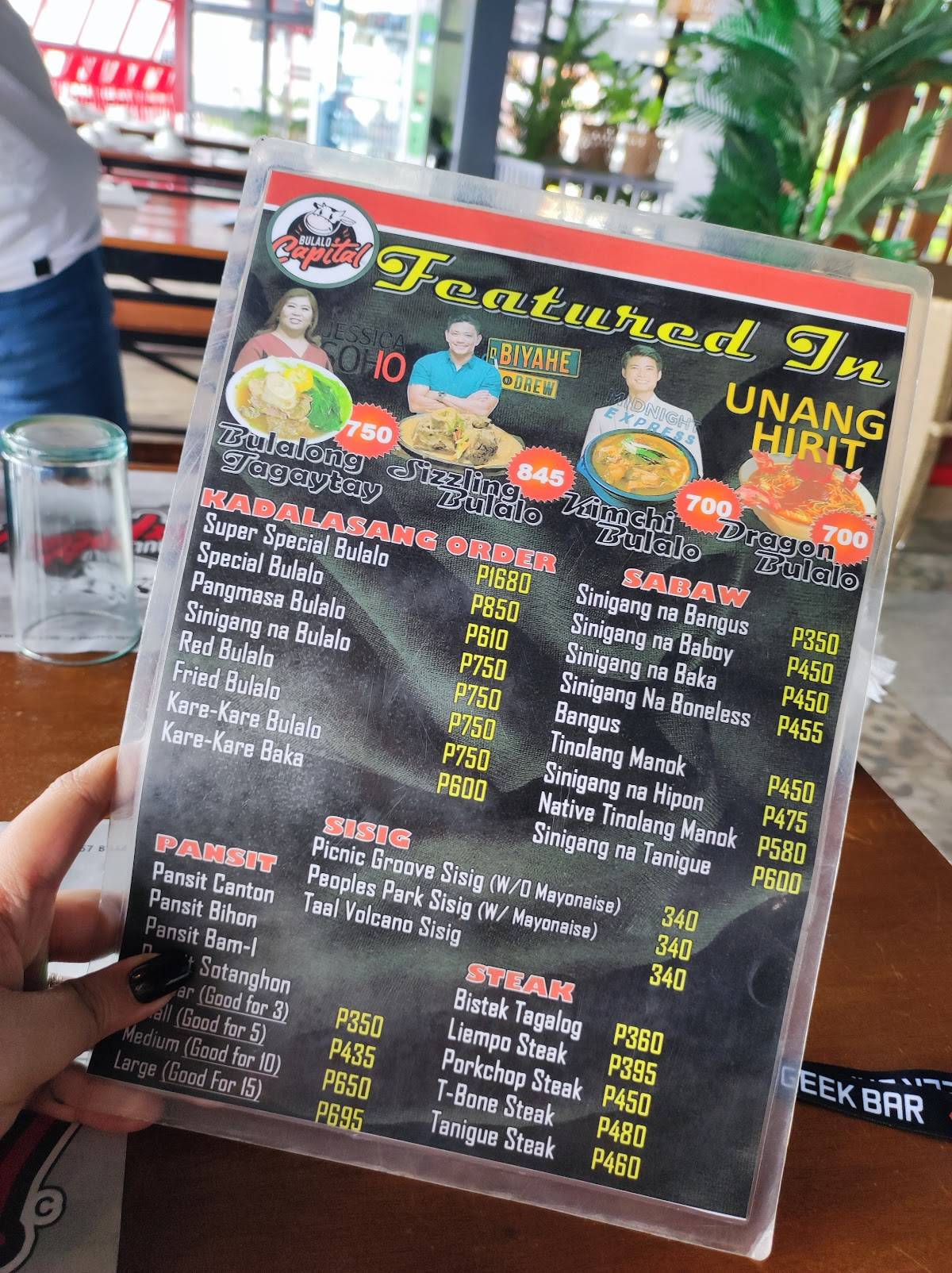 Menu at Bulalo Capital Main (KTV Resto) restaurant, Tagaytay