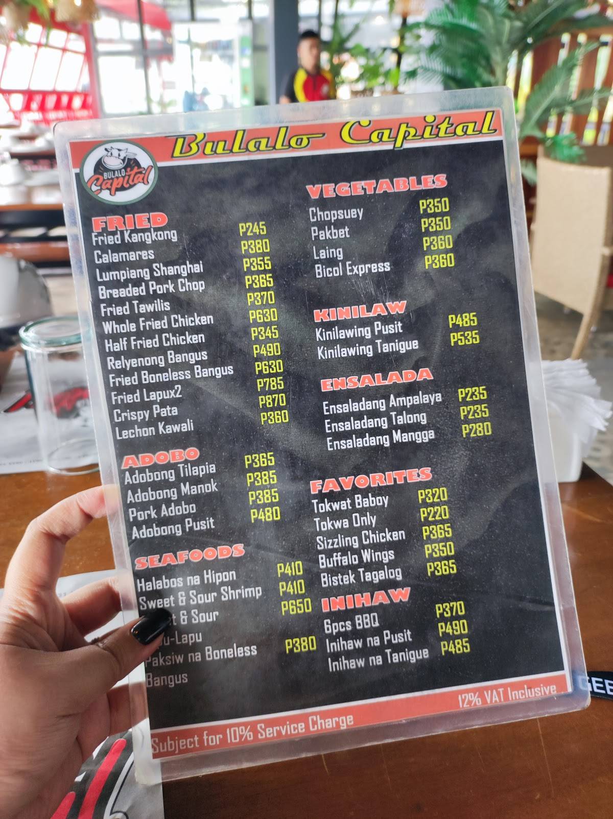 Menu at Bulalo Capital Main (KTV Resto) restaurant, Tagaytay