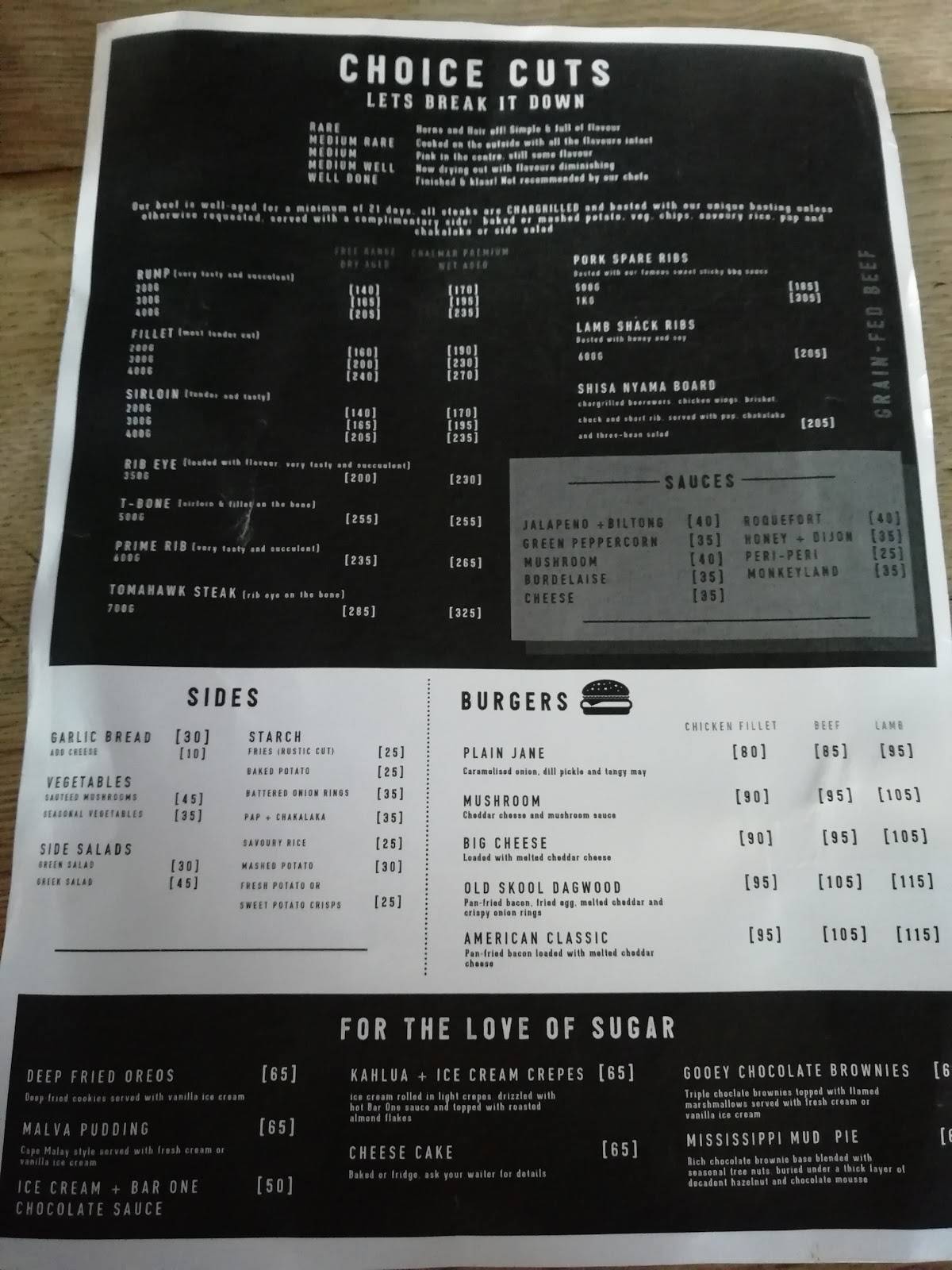 Menu at Butcher Block Florida Road BBQ, Durban, 140 Florida Rd