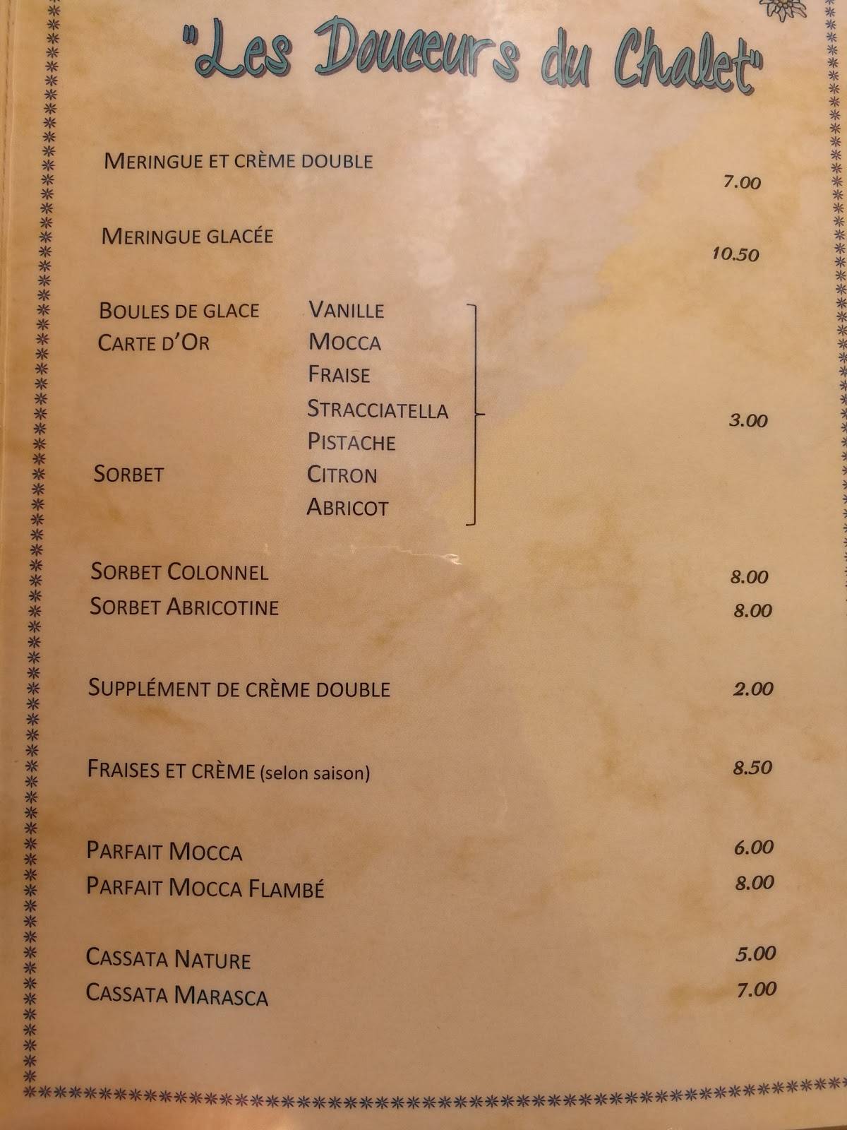 Menu au Buvette d'alpage Chez Boudji, Broc