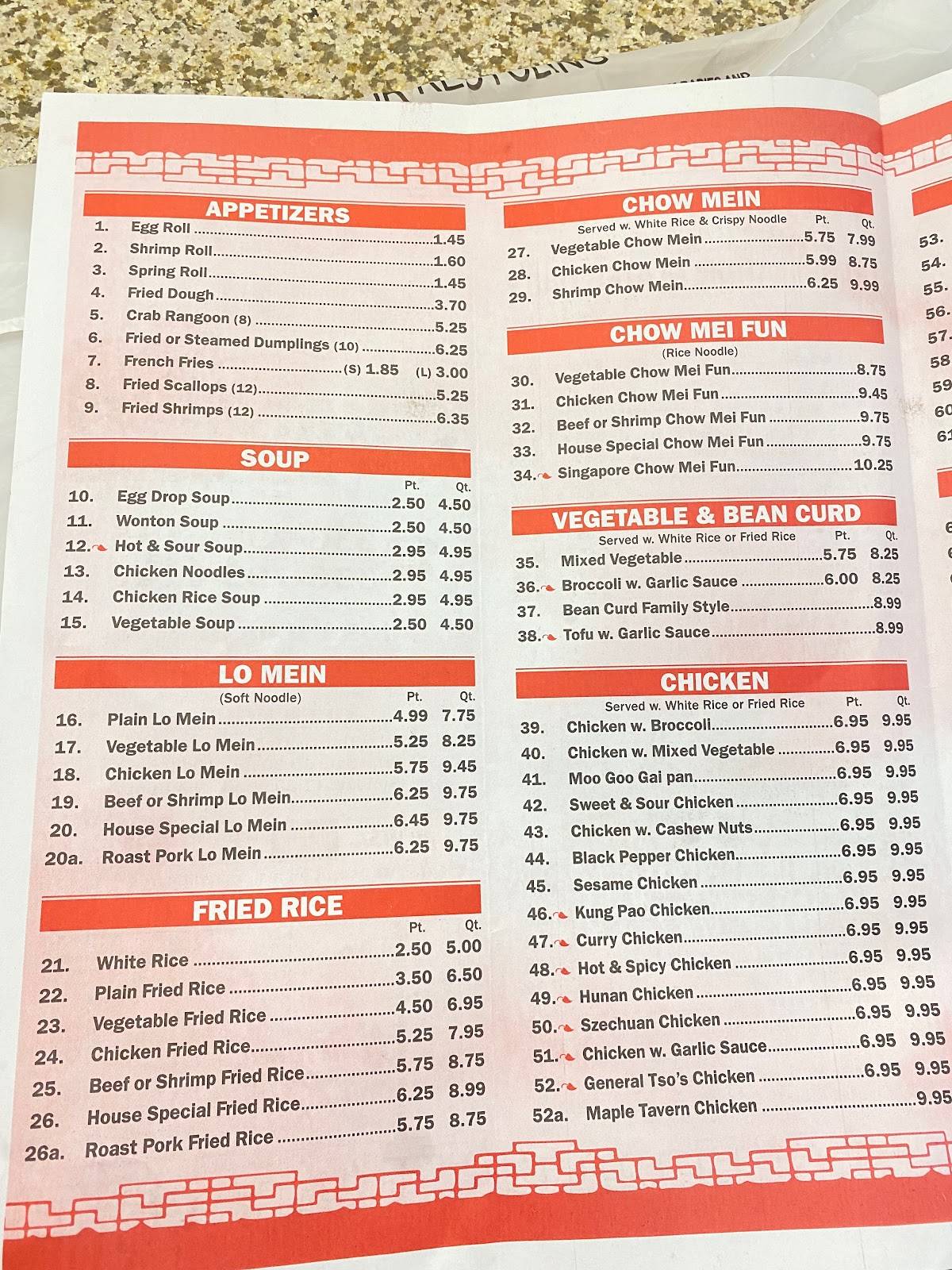 Menu at C & Z Grill restaurant, Graham