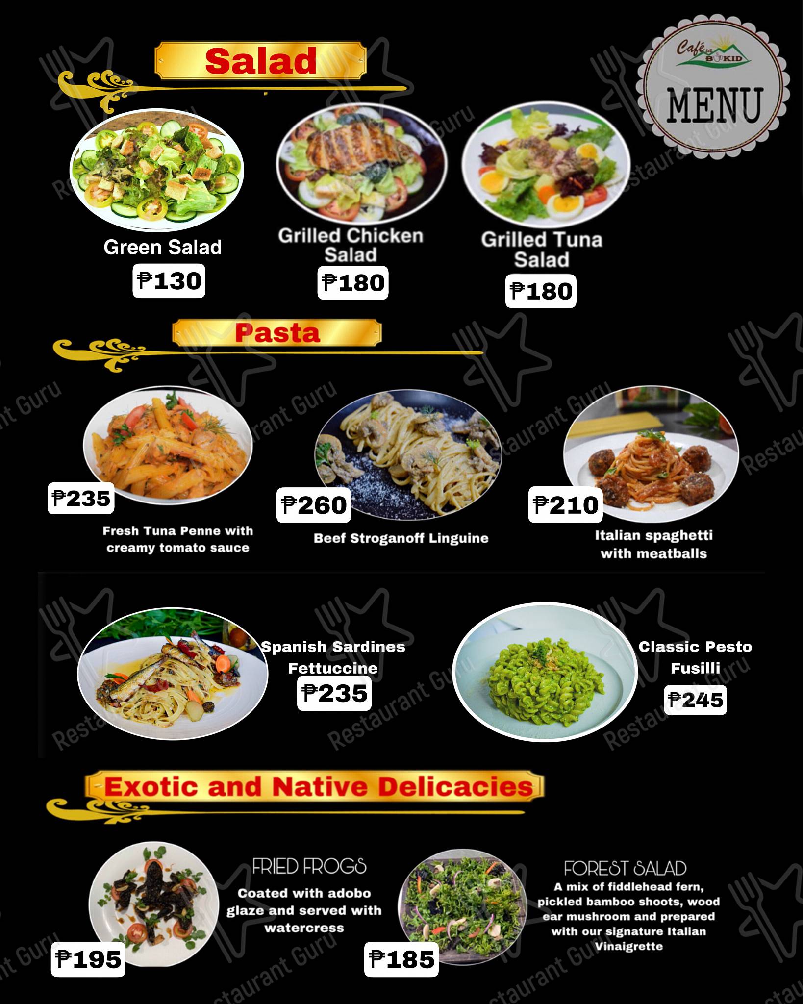 Menu at Café sa Bukid cafe, Malaybalay City, 3W22+XV3
