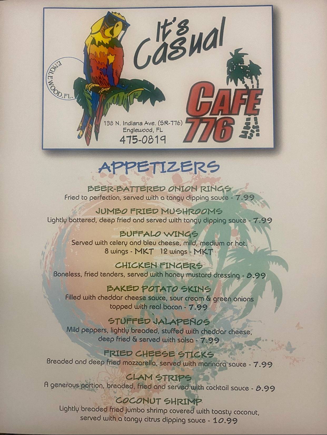 Menu at Cafe 776, Englewood