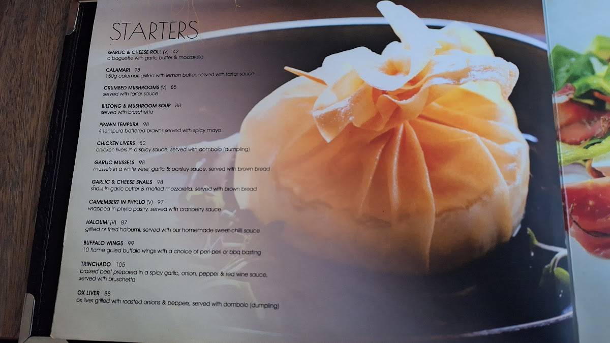 Menu at Baobab Cafe & Grill, Pretoria, Menlyn Shopping Centre