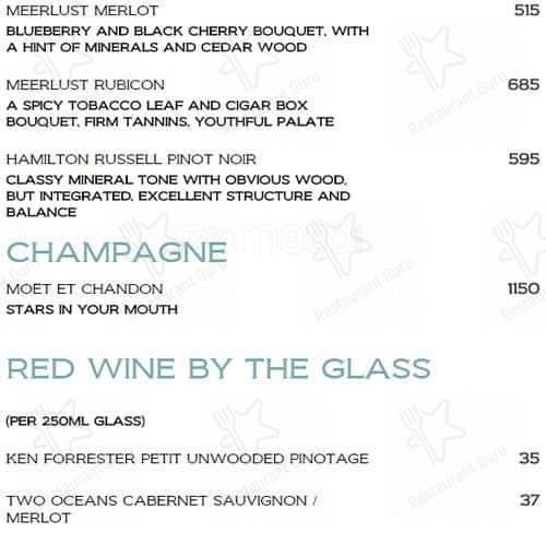 Menu at Baobab Cafe & Grill, Pretoria, Menlyn Shopping Centre