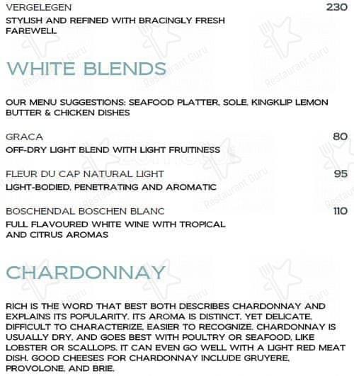 Menu at Baobab Cafe & Grill, Pretoria, Menlyn Shopping Centre