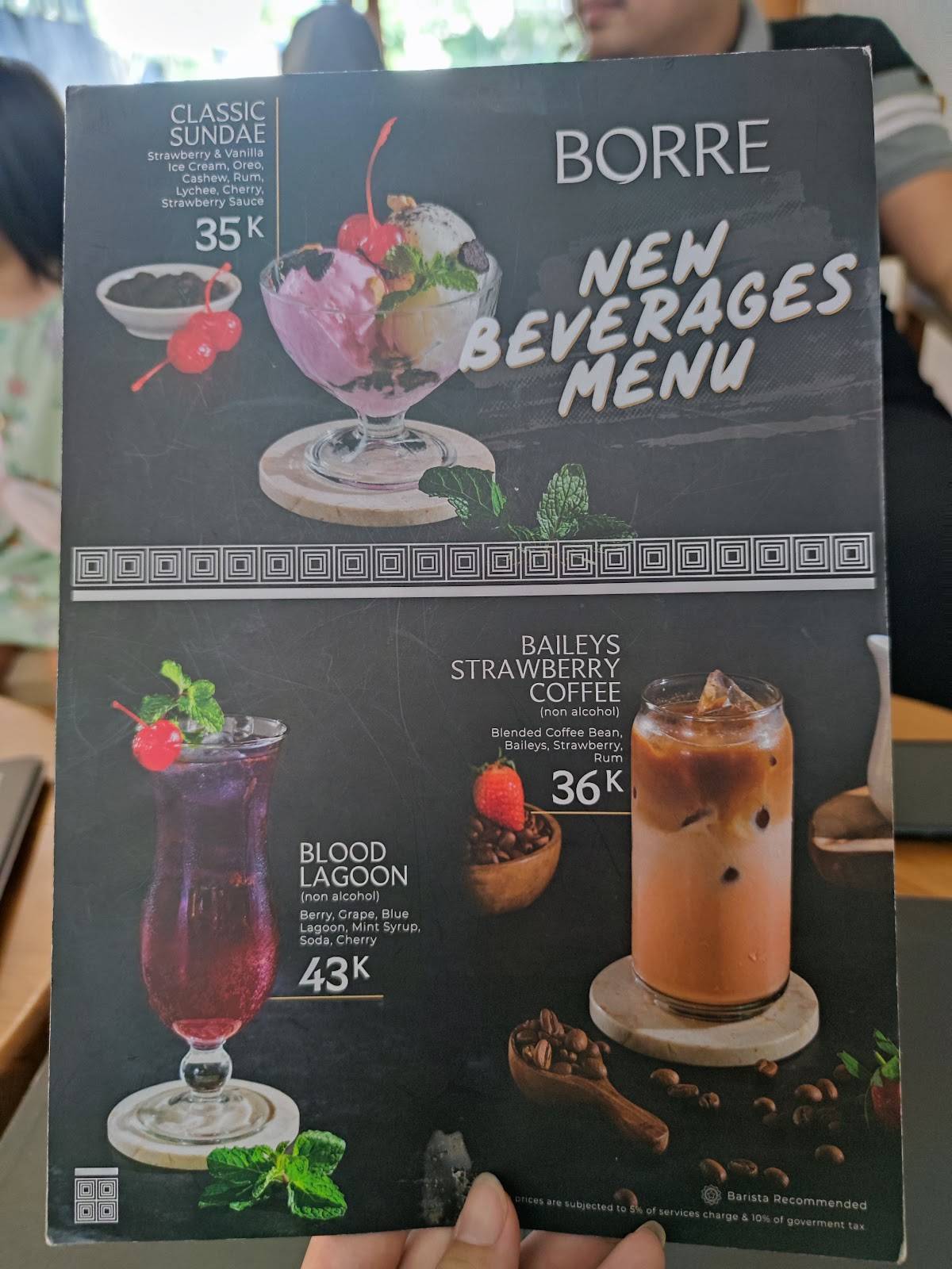 Menu at Borre Cafe, Surabaya