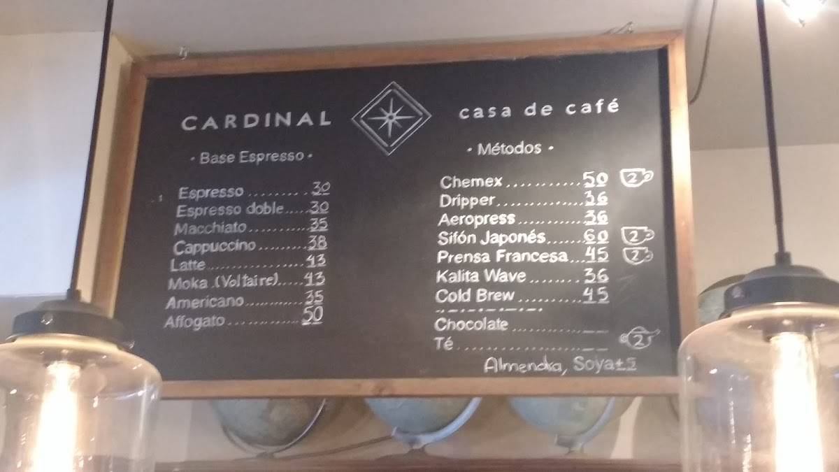 Carta de Cardinal Casa de café Roma, Ciudad de México, Cordoba 132 ...