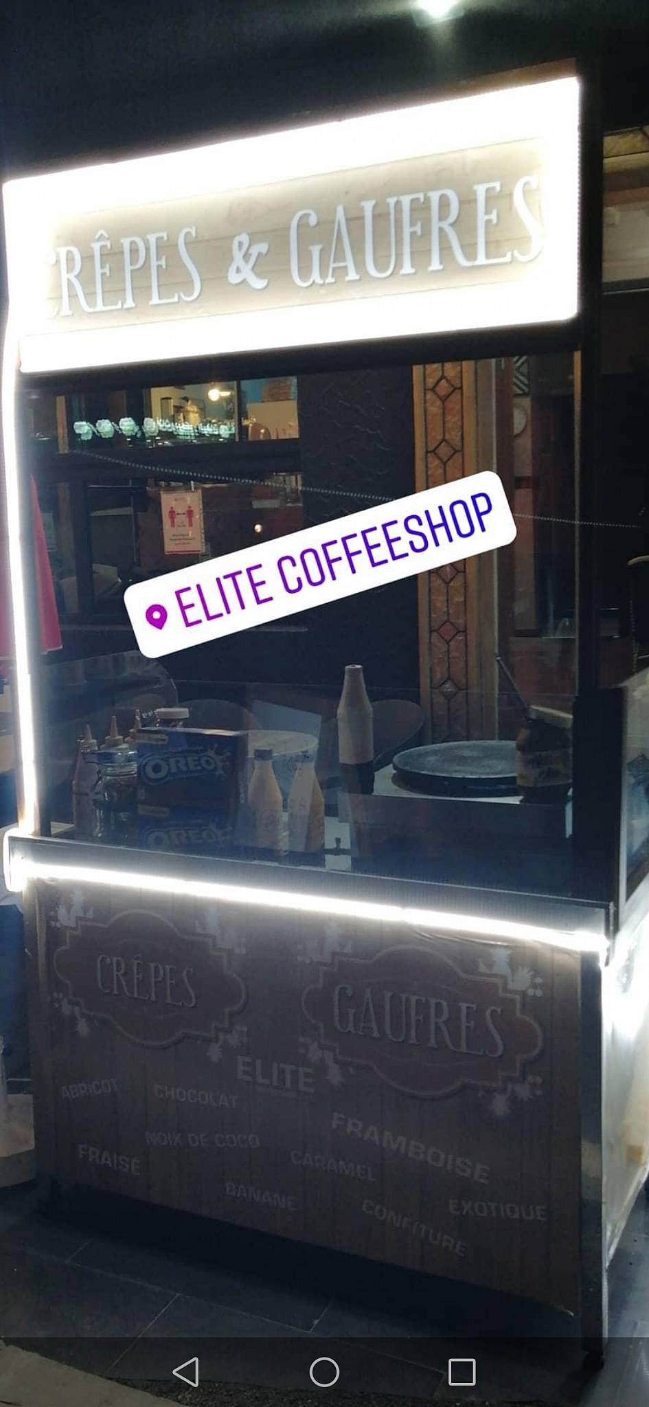 Menu au Elite coffee shop café, Temara
