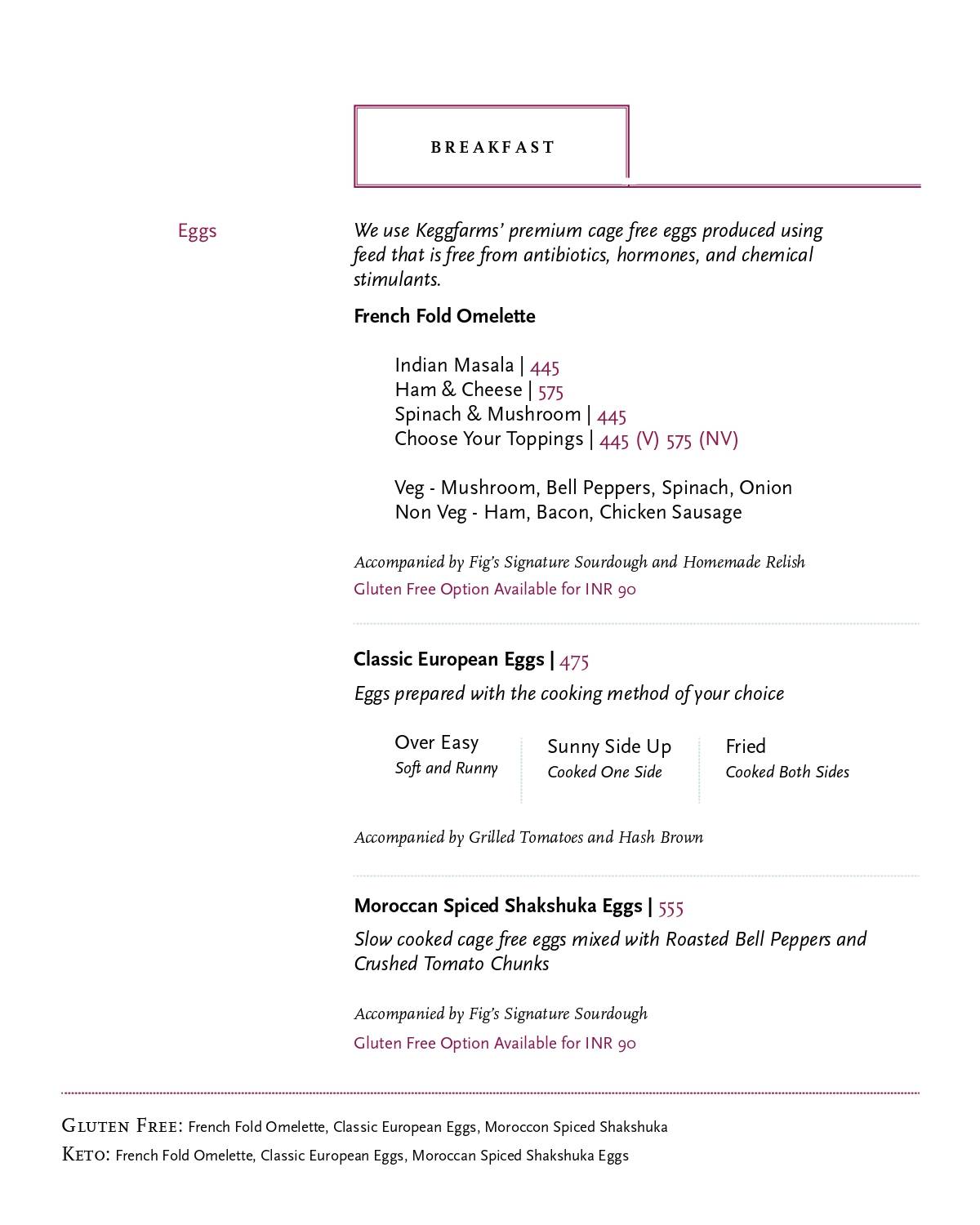 Menu at Fig at Malcha, New Delhi, 3/48, Malcha Marg, Market, Dharam Marg