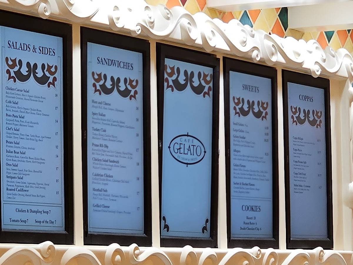 Menu at Cafe Gelato, Las Vegas, 3600 S Las Vegas Blvd