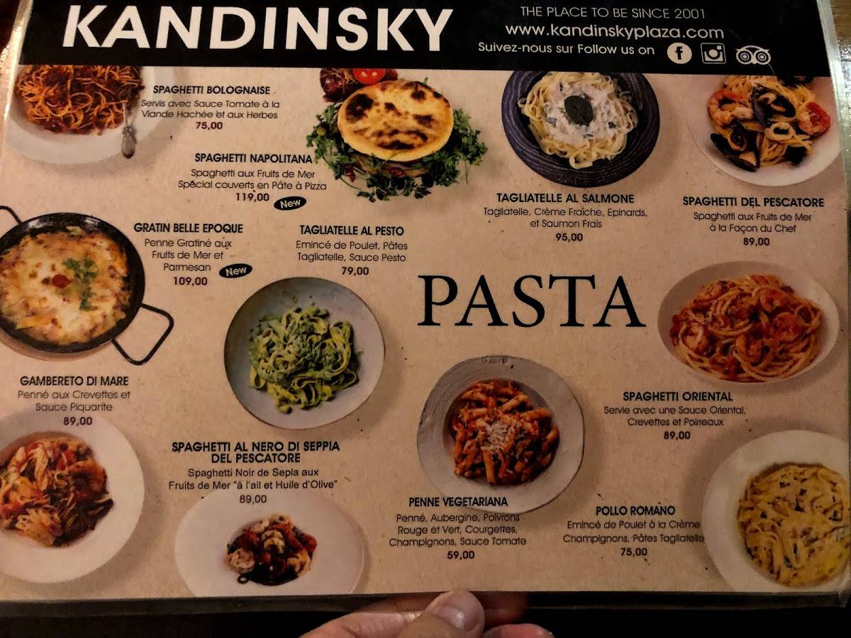 Menu au Café Kandinsky, Tanger
