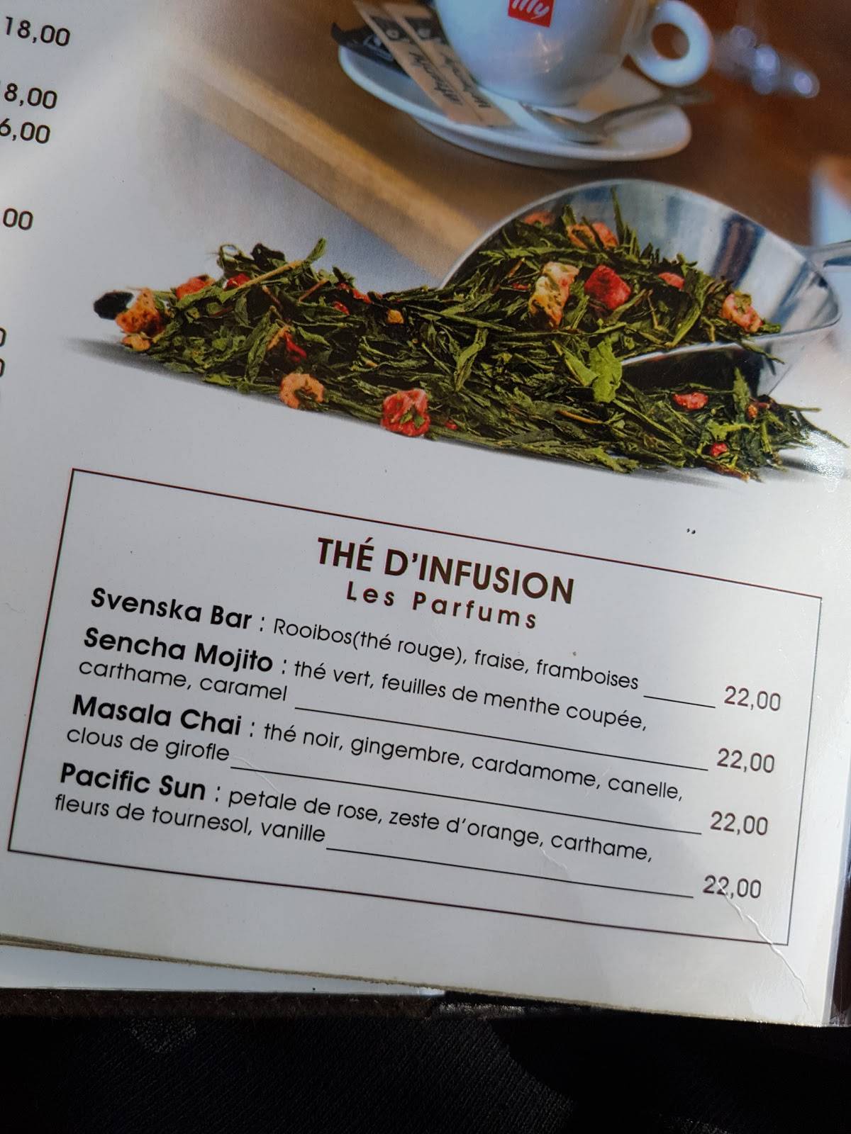 Menu at Café Kandinsky cafe, Tangier