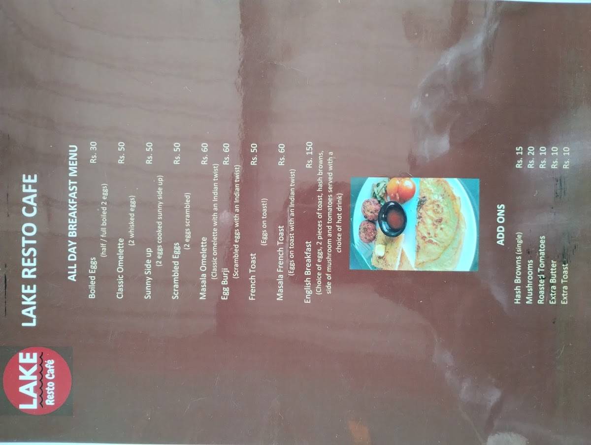 Menu at Lake Resto Cafe, Bengaluru