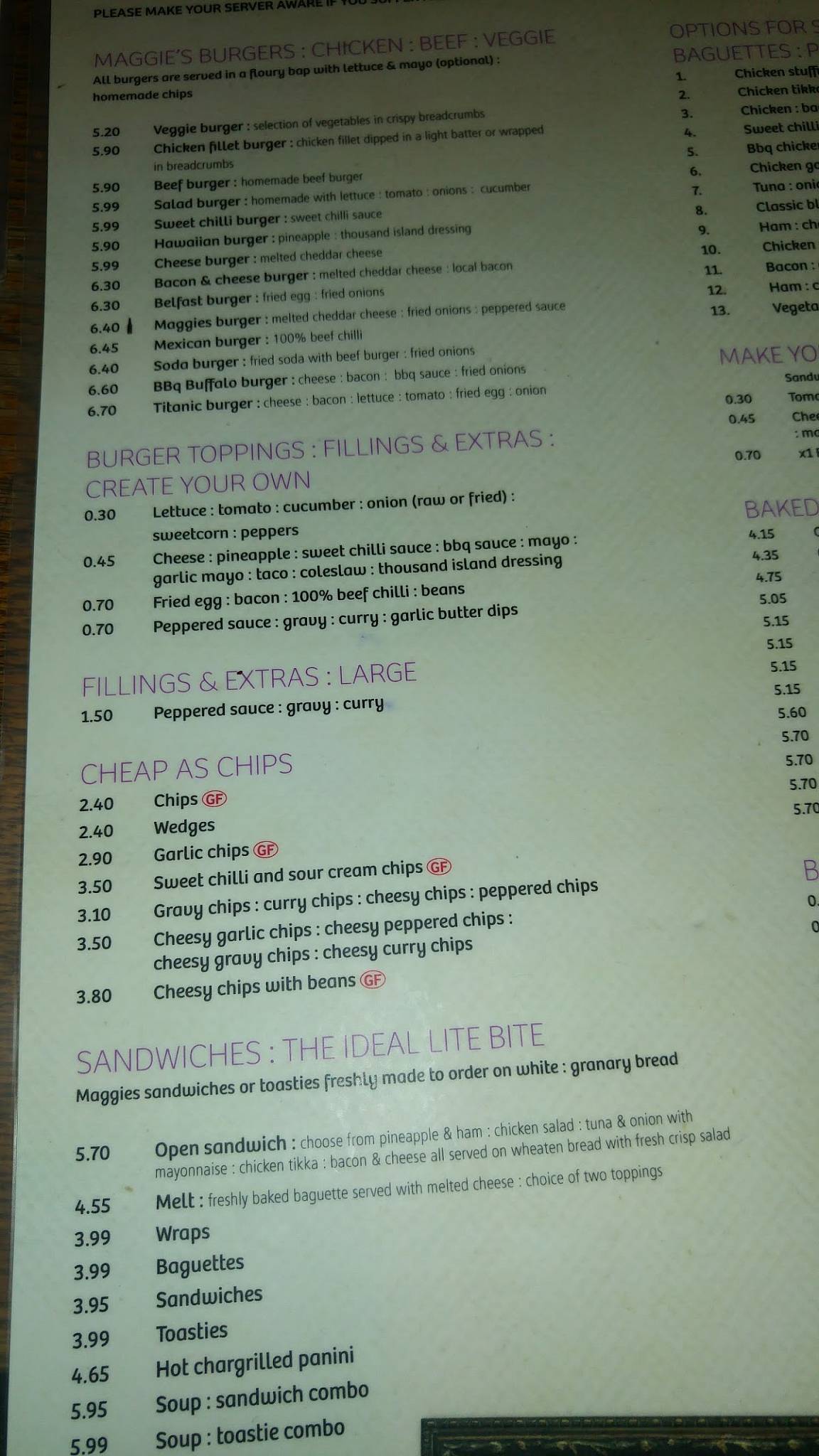 Menu at Maggie Mays Belfast Cafe, Belfast, 2 Malone Rd