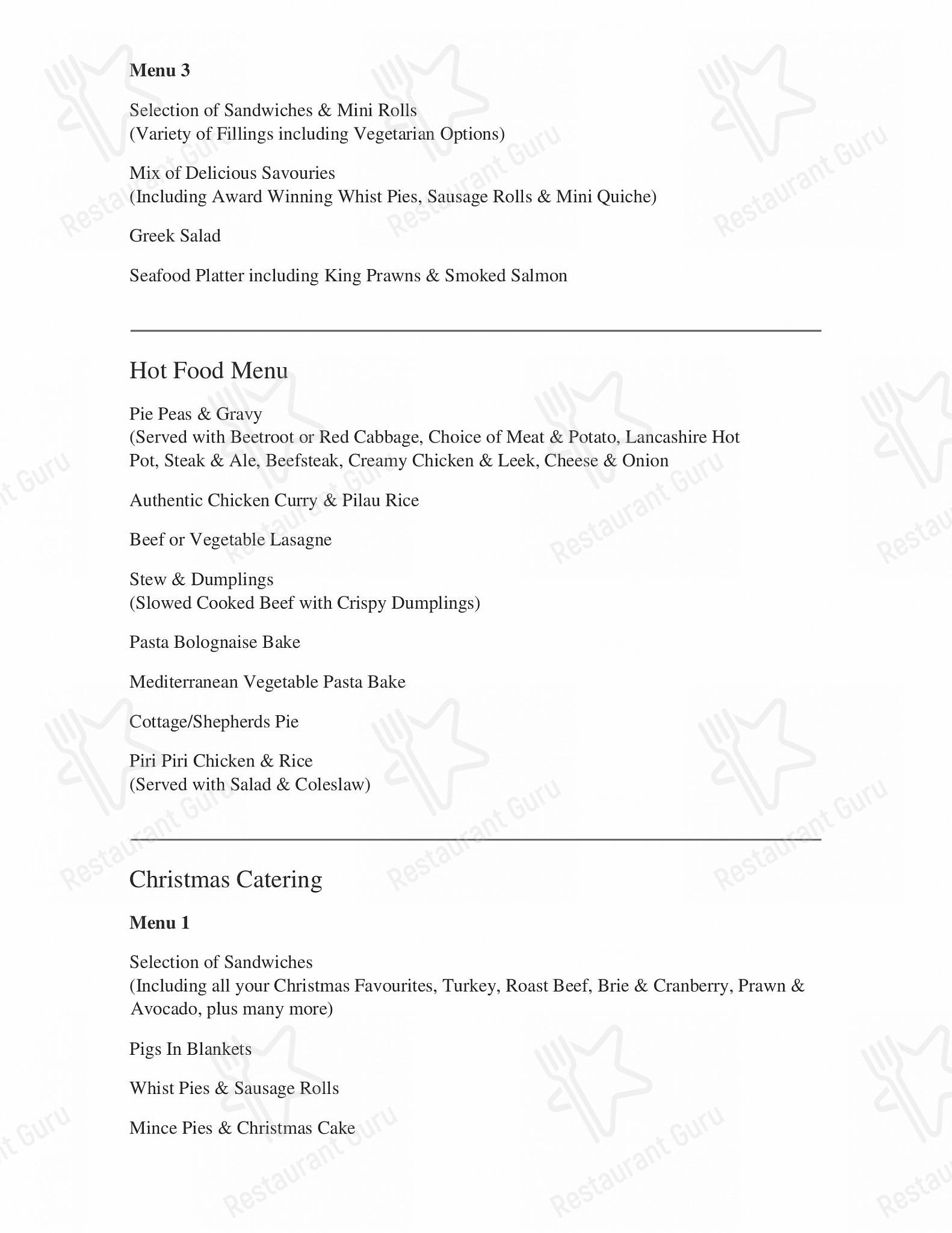 Menu at Monton Village Bakery, Manchester