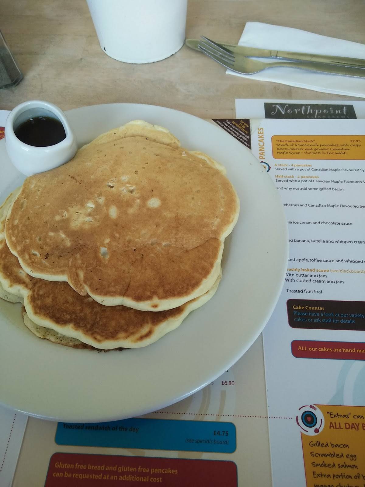 Menu at Northpoint Cafe, Saint Andrews