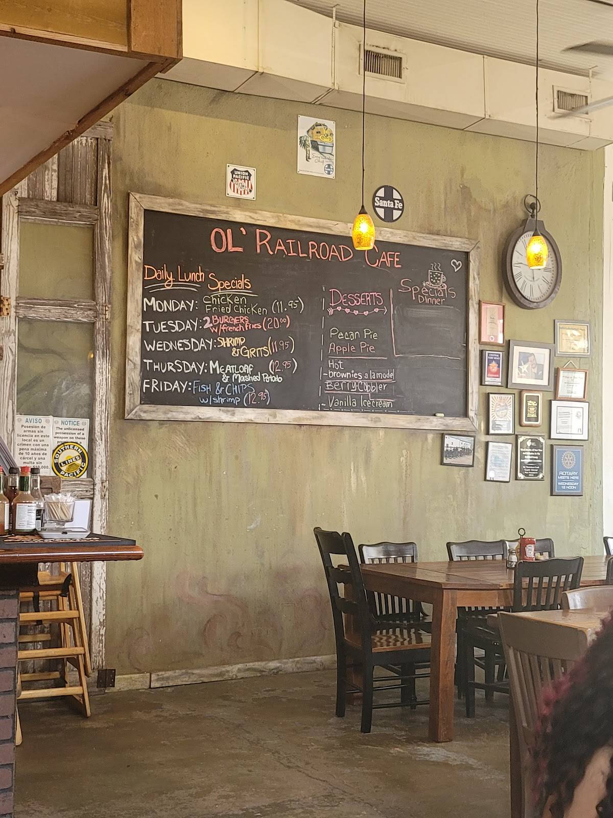 Menu at Ol' RailRoad Cafe, Rosenberg