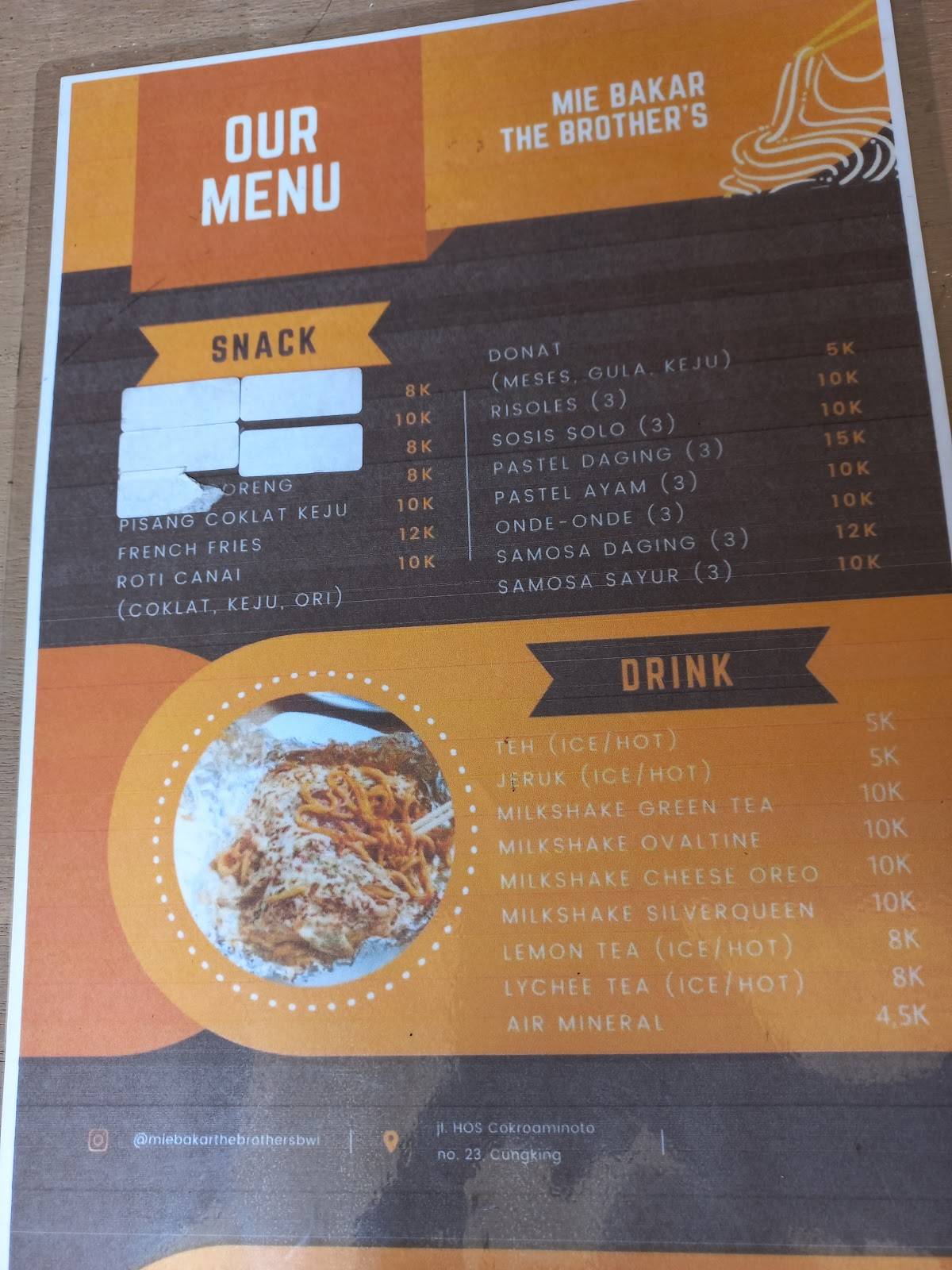 Menu at Omah Angkringan cafe, Banyuwangi