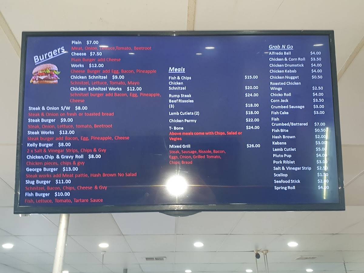 Menu at Racecourse Takeaway cafe, Moree