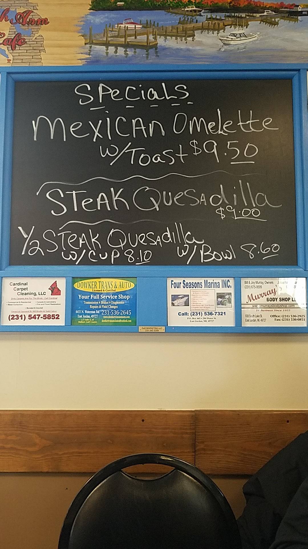 Menu at South Arm Cafe, East Jordan