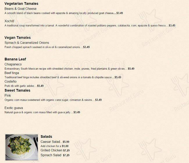 Carta de The Great Taste Cafe, San Antonio