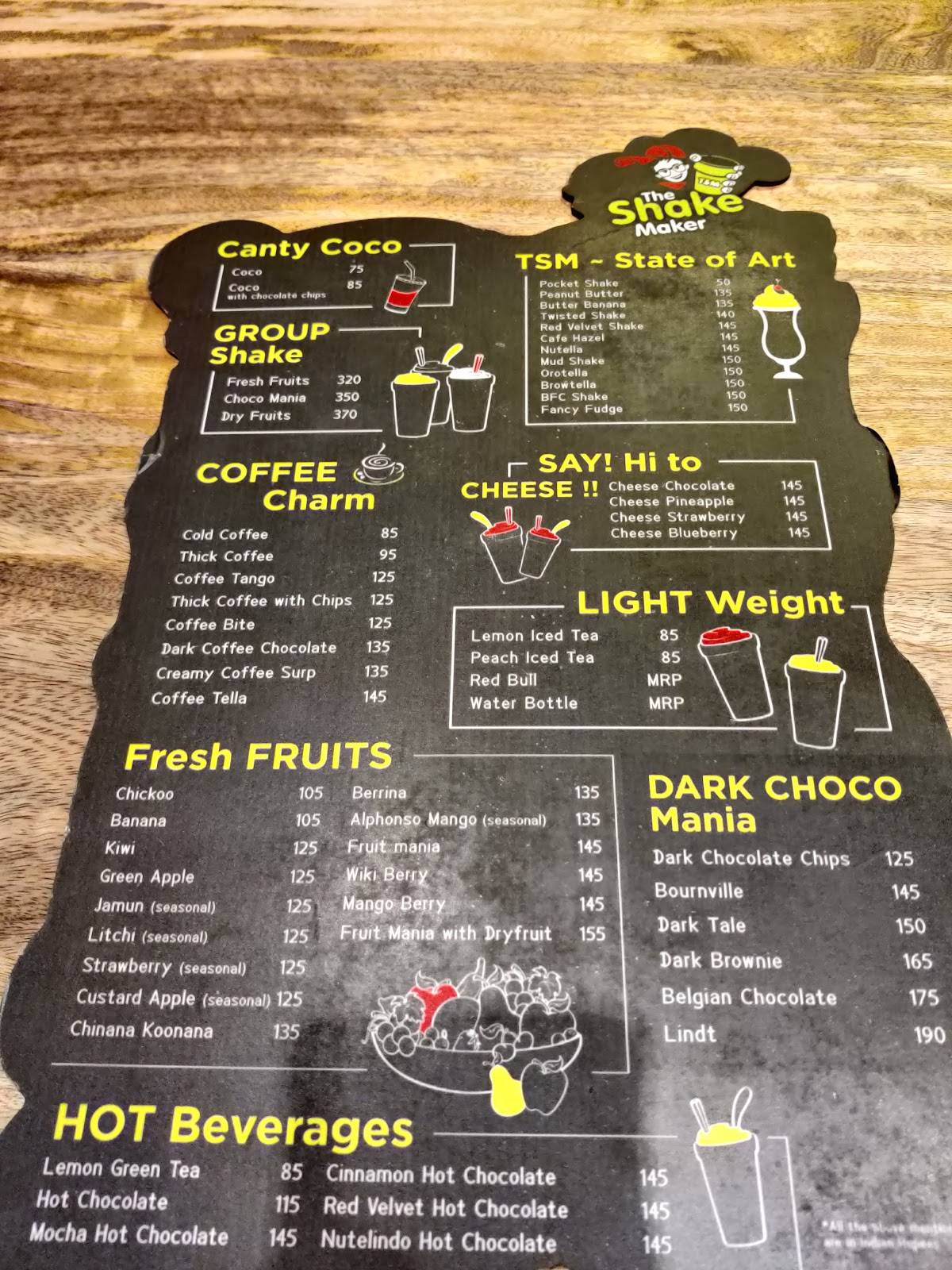 Menu at The Shake Maker, Udaipur, Udaipur