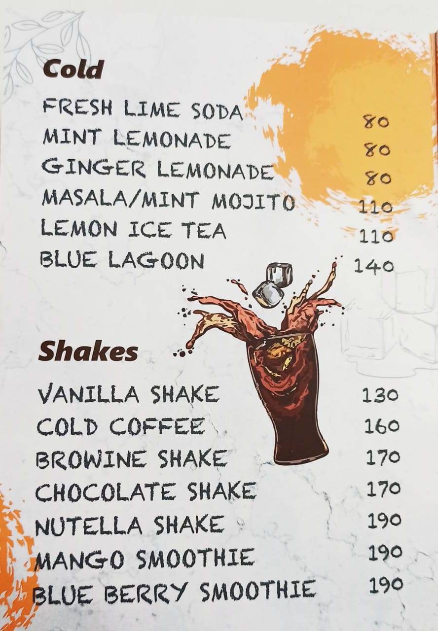 Menu at Cafe Vee, Dehradun