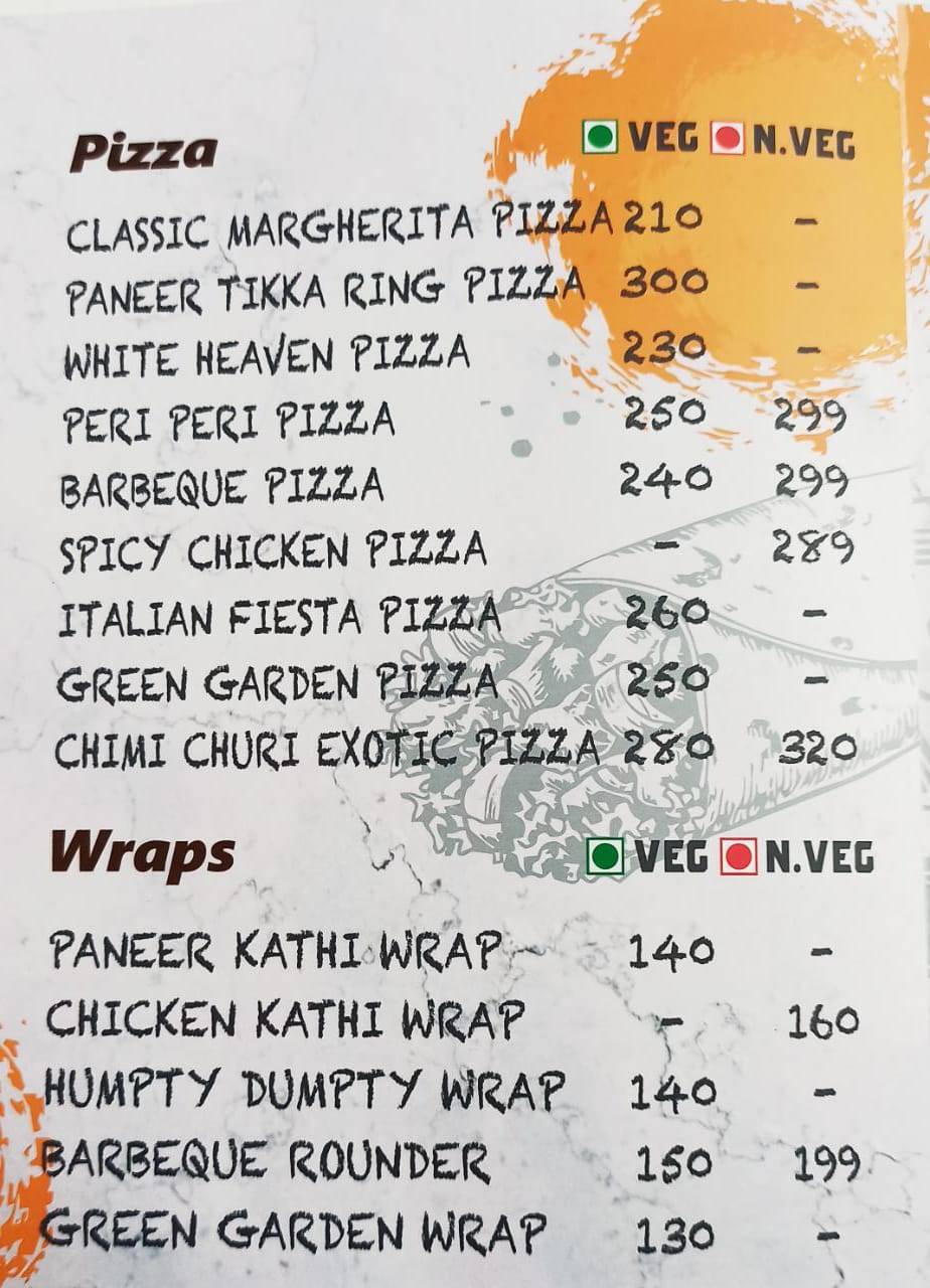 Menu at Cafe Vee, Dehradun