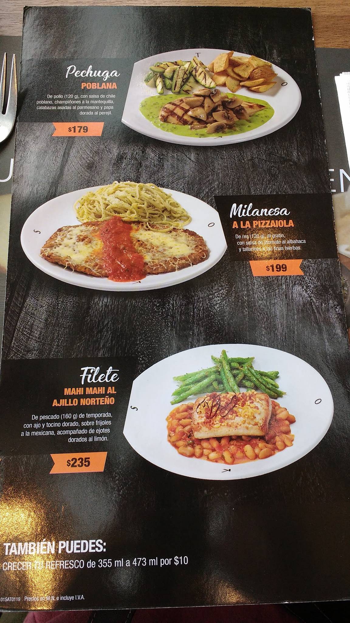 Menu at Toks Torres de Satélite cafeteria, Naucalpan, Circuito Geógrafos