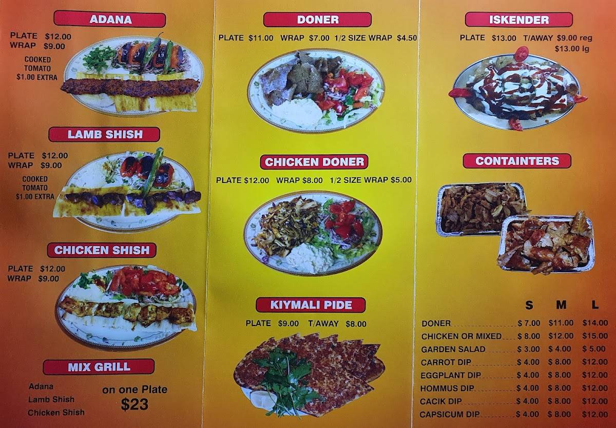 Menu at Katik Turkish Take Away fast food, Campbellfield