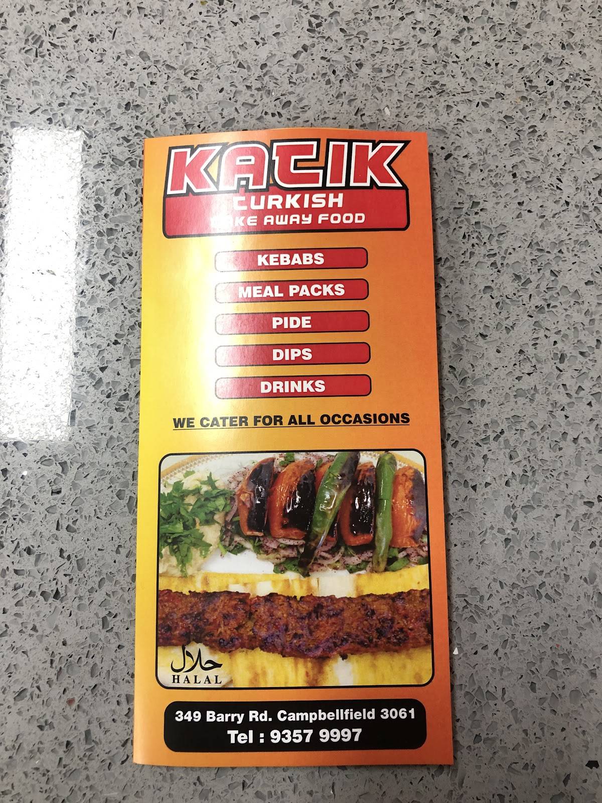 Menu at Katik Turkish Take Away fast food, Campbellfield