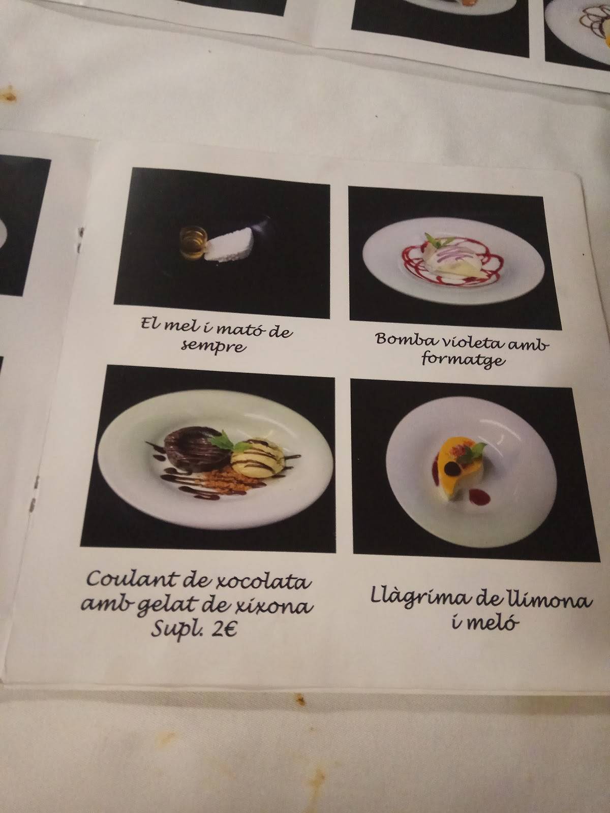 Carta del restaurante Can Sidro, Palau del Plegamans