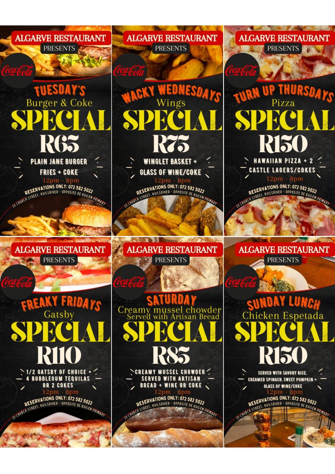 Menu at Algarve Restaurant & Bar, Cape Town
