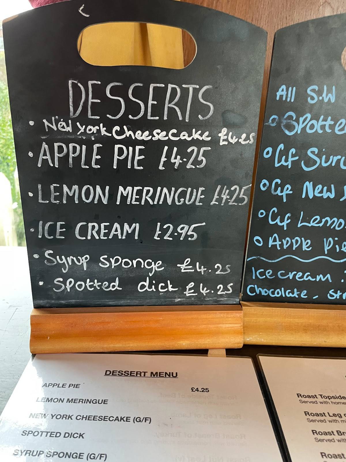 Menu at Carriages cafe, Clevedon