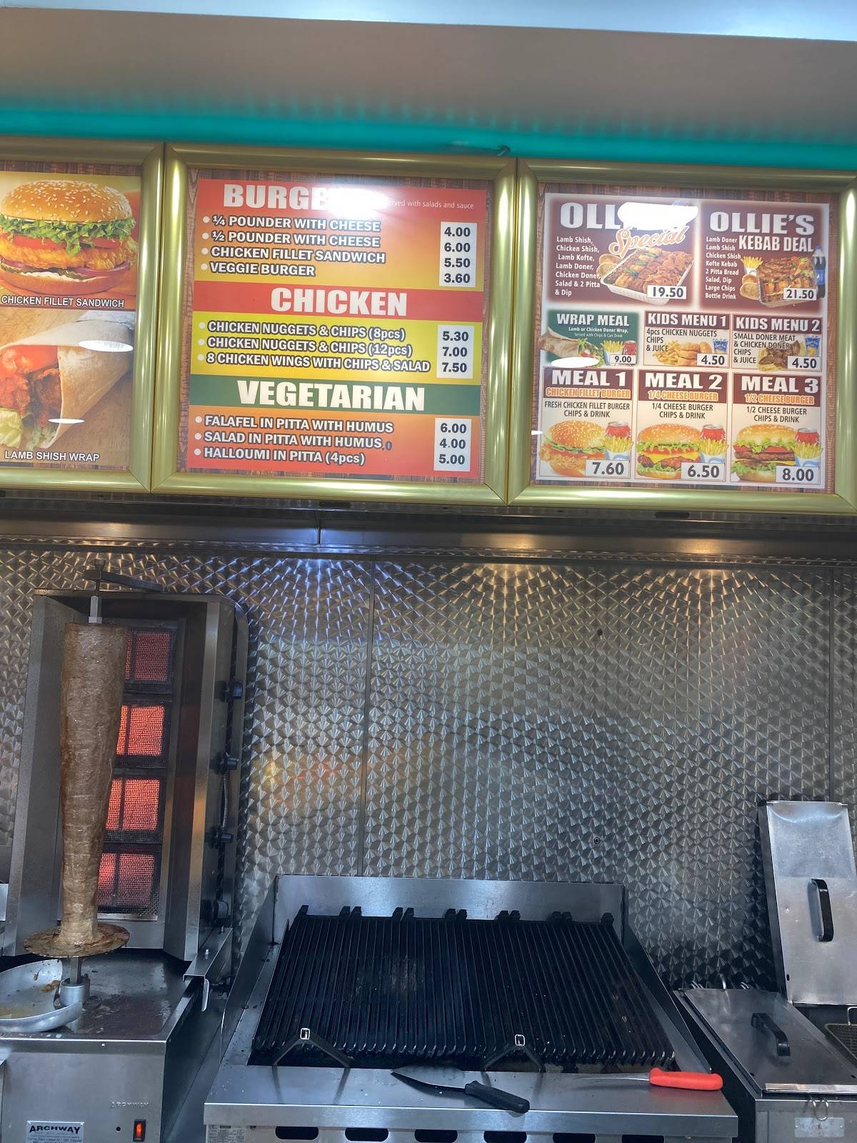 Menu at Ollie's Kebab fast food, Sutton
