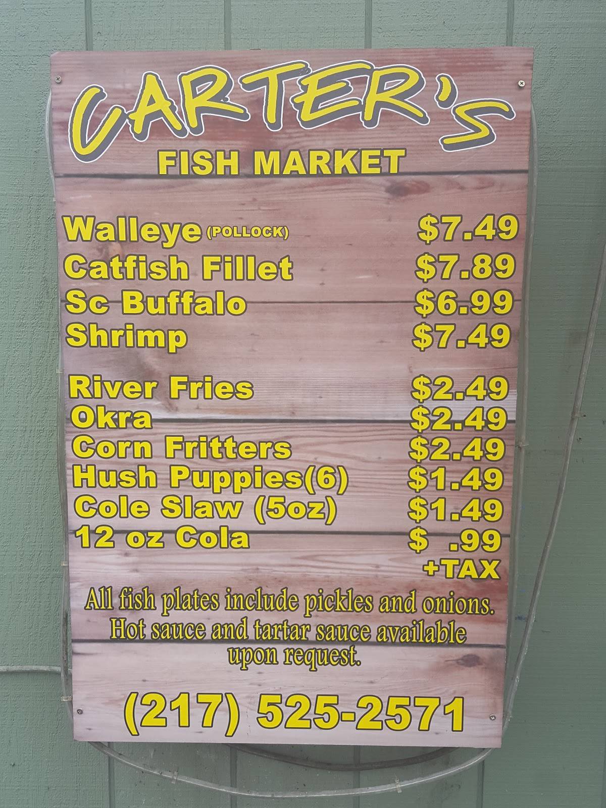 Menu at Carter's Fish Market restaurant, Springfield
