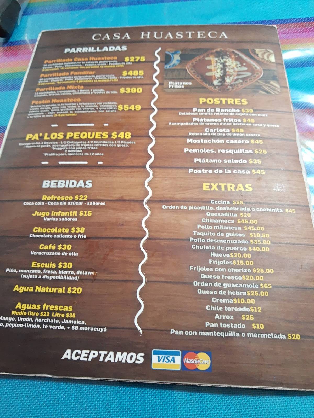 Carta del restaurante Casa Huasteca, San Nicolás del los Garza